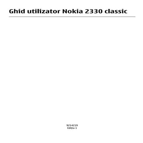Manual utilizare nokia_2330_classic_ro | PDF