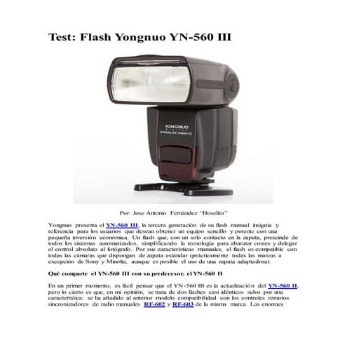 Manual flash Youngnuo 560 | DOCX