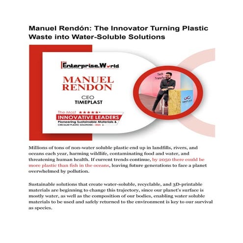 Manuel Rendón_ The Innovator Turning Plastic Waste into Water-Soluble ...