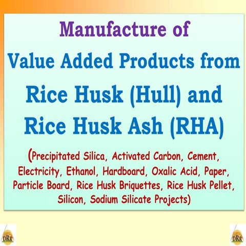 Manufacture of Value Added Products from Rice Husk (Hull) and Rice Husk ...