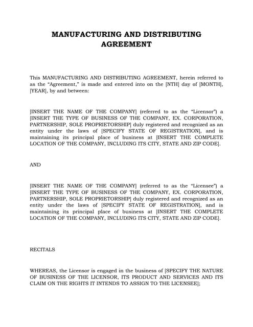DISTRIBUTION AGREEMENT | PDF