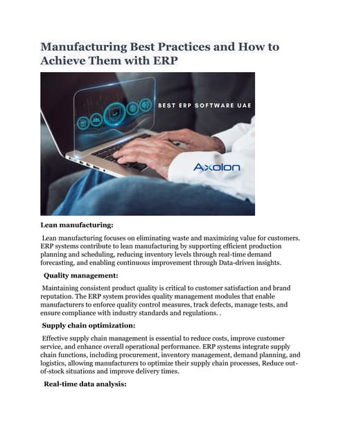 How ERP Improves Manufacturing Efficiency | PPT