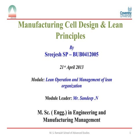 Lean Manufacturing Cell Design LEAN MANUFACTURING IMPLEMENTATION