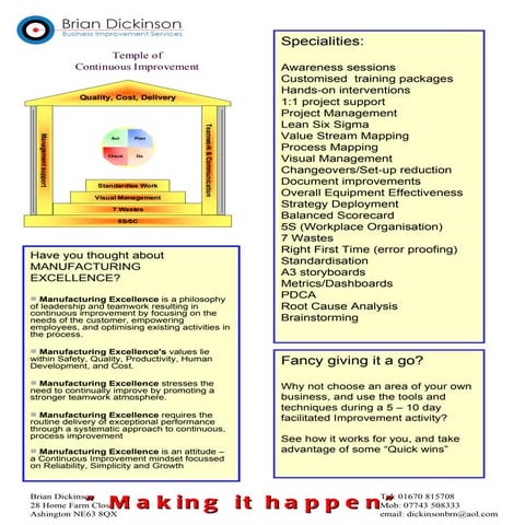 Manufacturing Excellence Flyer | PPT