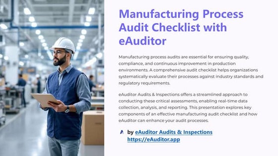 Industrial Housekeeping Inspection eAuditor Audits & Inspections | PPT