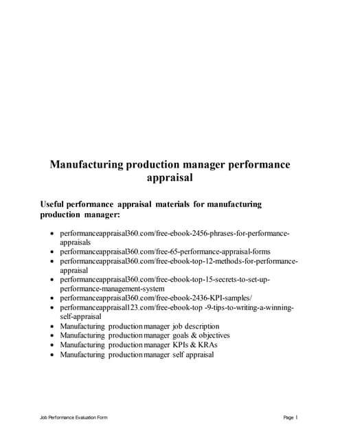 Factory operator performance appraisal | DOC