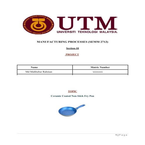 Manufacturing Process Project | PDF