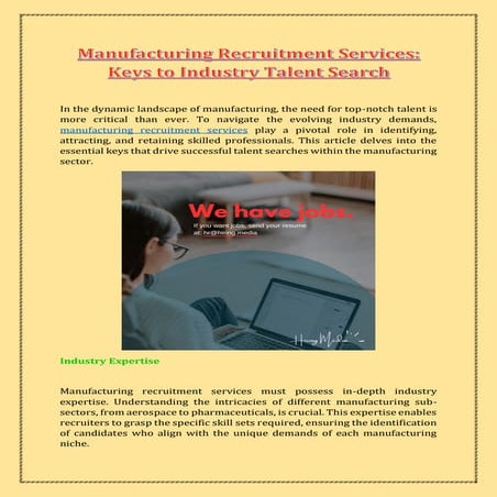 Manufacturing Recruitment Services- Keys to Industry Talent Search.pdf ...