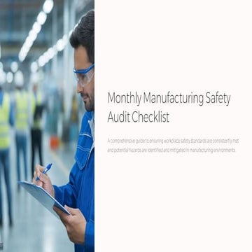 Manufacturing Safety Audit Checklist with eAuditor Audits & Inspections ...