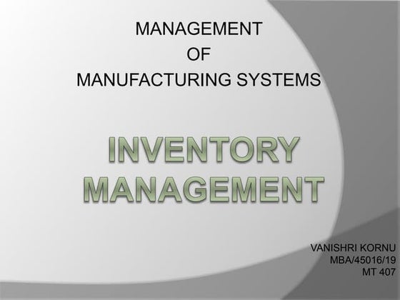 Inventory control & management | PPT