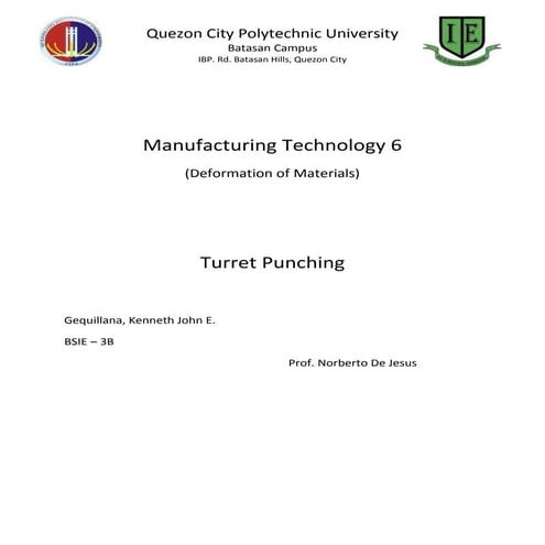 Manufacturing technology 6 | PDF