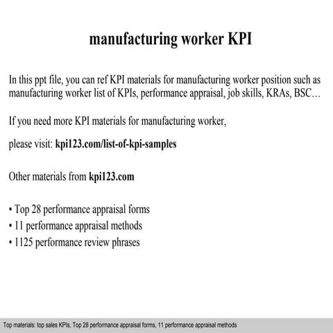 Manufacturing worker kpi | PPT