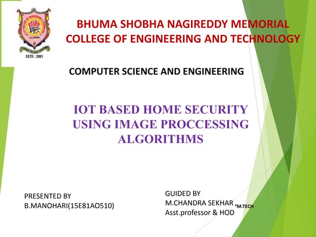 Iot Based Home Security Using Image Processing Algorithms Ppt