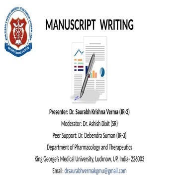 Manuscript Writing – Structure, Components, and Guidelines | PPTX