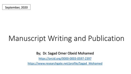 Manuscript writing | PPTX | Medical Health