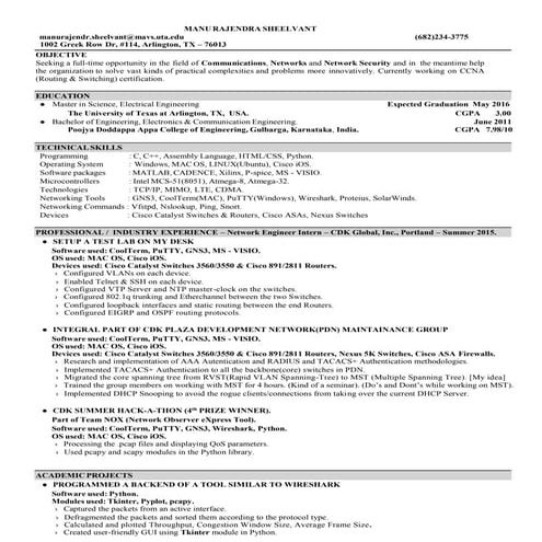 Manu sheelvant resume | PDF