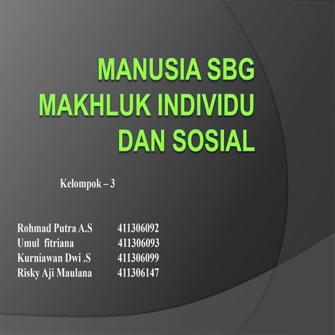 Manusia sebagai makhluk individu dan sosial | PPTX