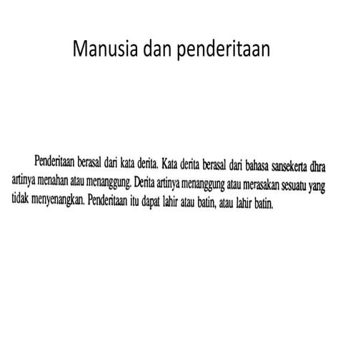Manusia dan penderitaan | PDF