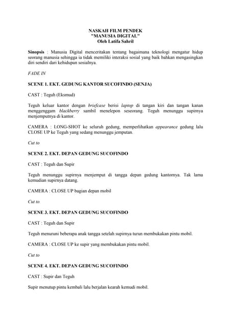 Naskah film pendek 'MASIH DIUSAHAKAN' | PDF