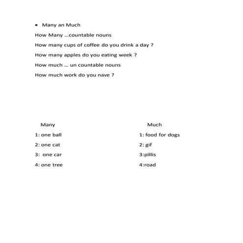 Many an Much | DOCX