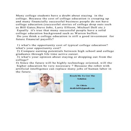 Many college students have a doubt about staying in the college. Be.docx