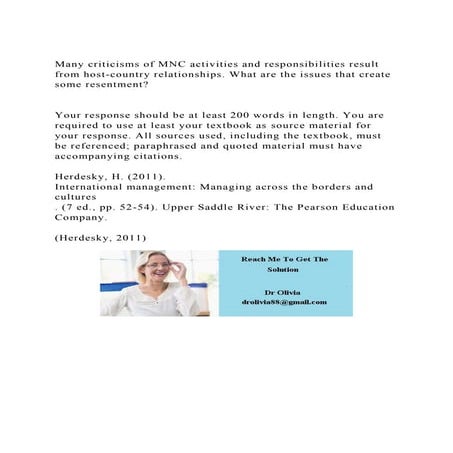 Many criticisms of MNC activities and responsibilities result from.docx