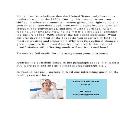 Many historians believe that the United States truly became a modern.docx