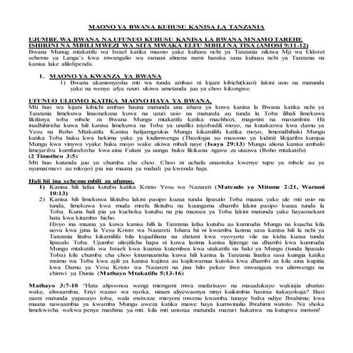 Maono ya bwana kuhusu kanisa la tanzania | PDF