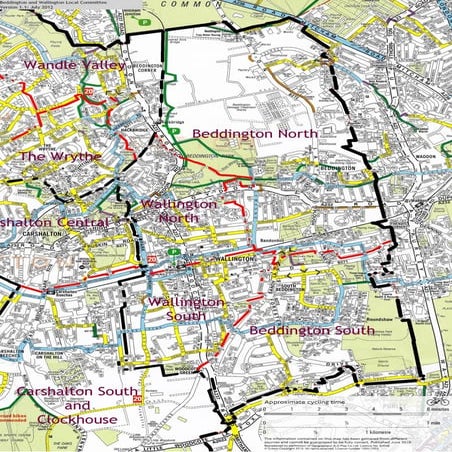 Map: Cycling in the St Helier, The Wrythe and Wandle Valley Local ...
