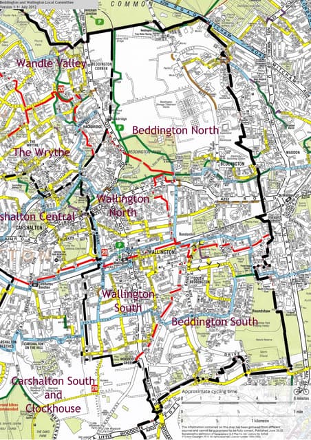 Map: Cycling in the Carshalton and Clockhouse Local Committee area | PDF