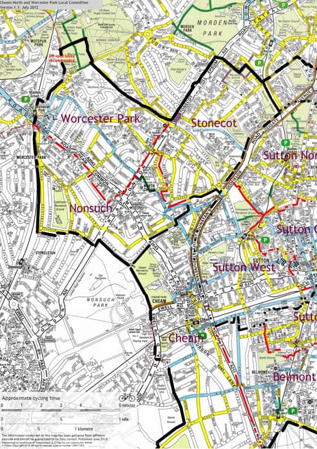 Map: Cycling in the Sutton South, Cheam and Belmont Local Committee ...