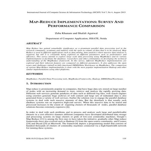 Map Reduce Implementations Survey And Performance Comparison Pdf 9770