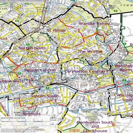 Map: Cycling in the St Helier, The Wrythe and Wandle Valley Local ...