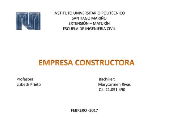 Empresa constructora, red pert cpm y diagrama de gantt | PPT