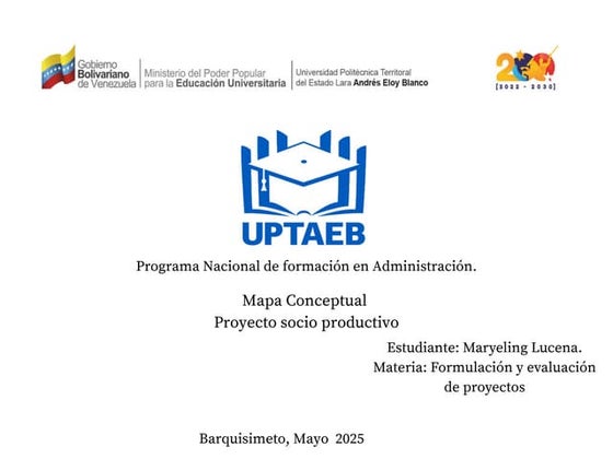 Mapa Conceptual. Proyecto Socioproductivo | PPT