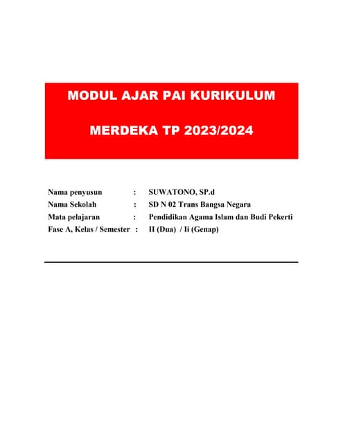 Modul Ajar PAI Kelas 7 Deep Learning New | PDF