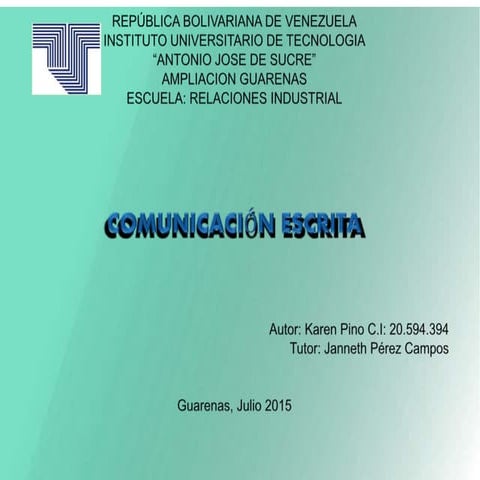 PRESENTACIÓN DE LA COMUNICACIÓN ESCRITA | PPTX