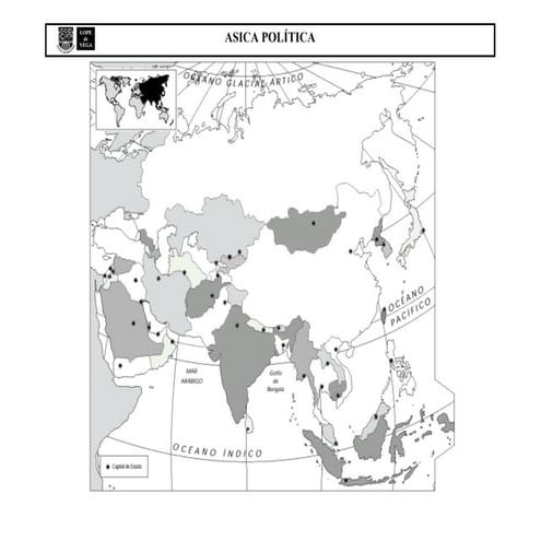 Mapa Político De Asia En Blanco