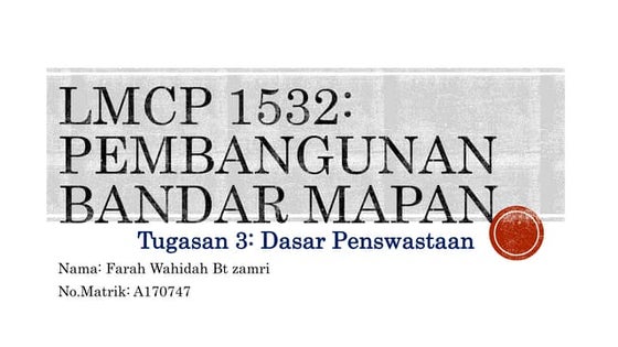 Lmcp1532 perancangan bandar mapan | PPT