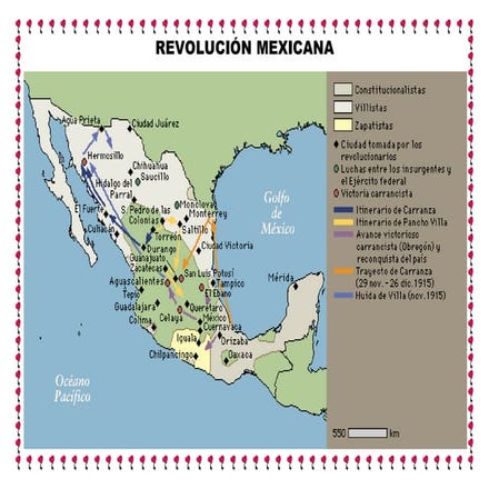 Mapa De Mexico Durante La Revolucion Mexicana 1910