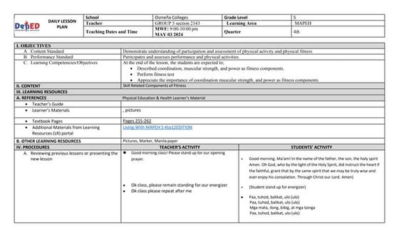 MAPEH 8 QUARTER 1 PHYSICAL EDUCATION AND HEALTH | PDF
