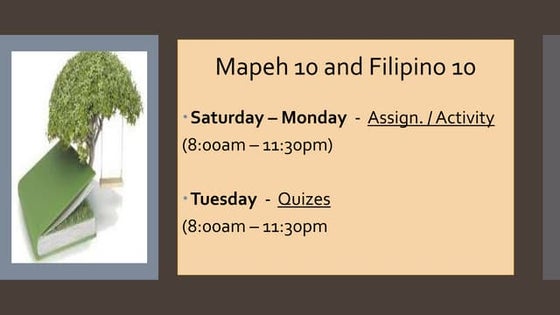 Math, sci, esp schedule | PPT