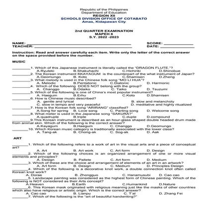 MAPEH 8 EXAM 2nd Quarter.docx