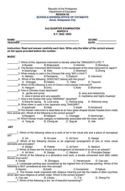1st-Q-Mapeh-9-Exam (1).pdf | Educational Assessment | Education