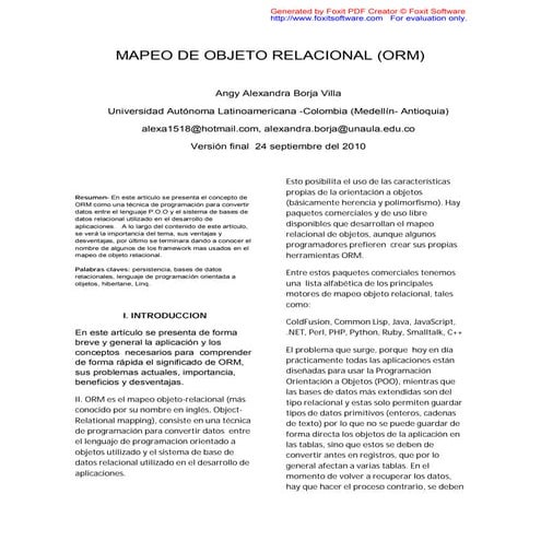 Mapeo de objeto relacional | PDF