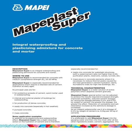 Technical Data Sheet of Mapelastic Smart by Mapei | PDF