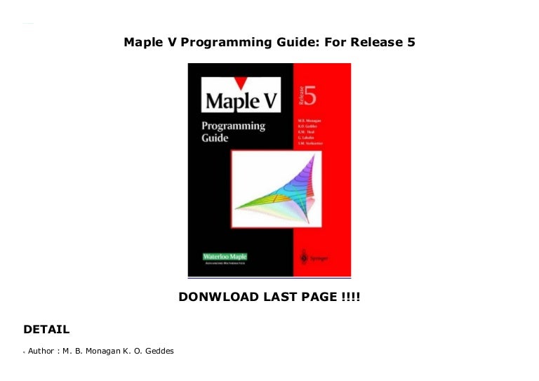 Maple V Programming Guide: For Release 5