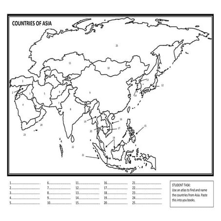 Map of Asia Worksheet | PDF