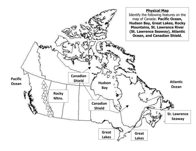 Black And White Physical Map Of Canada
