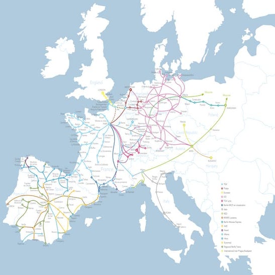 Mappa rete ferroviaria voyages sncf - tgv - thalys - eurostar - alta ...